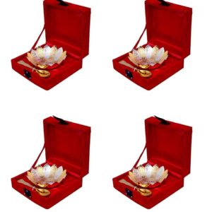 NOBILITY Gold and Silver Plated Bowl Spoon Set Wedding Return Housewarming Diwali Gift Items for friends and Relatives 4 Sets