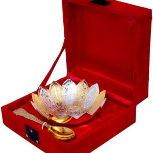 NOBILITY Gold and Silver Plated Bowl Spoon Set Wedding Return Housewarming Diwali Gift Items for friends and Relatives 4 Sets