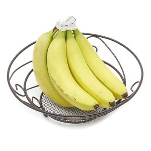 Home Basics Scroll Collection Bronze Coated Steel Fruit Basket, Storage for Fruits and Vegetables, Kitchen Table, Countertop, Bronze