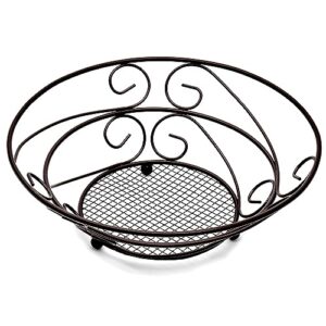 Home Basics Scroll Collection Bronze Coated Steel Fruit Basket, Storage for Fruits and Vegetables, Kitchen Table, Countertop, Bronze