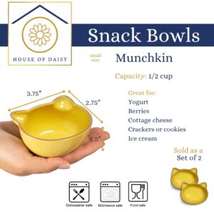 House of Daisy Snack Bowls | Fruit Bowl | Ice Cream Bowls | Nut Bowls | Ceramic Cat Shaped Bowls | Cute Cat Shaped Bowls for Humans | Food Safe for Cats or People | Munchkin (Small), Set of 2