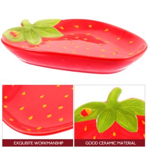 SHERCHPRY Cereal Bowl Ceramics Dishes Strawberry Bowl Serving Plates Fruit Shape Dish Dessert Plates Appetizer Tray Dinnerware for Dip Sauce Nuts Candy Fruits Snacks Mixing Bowl