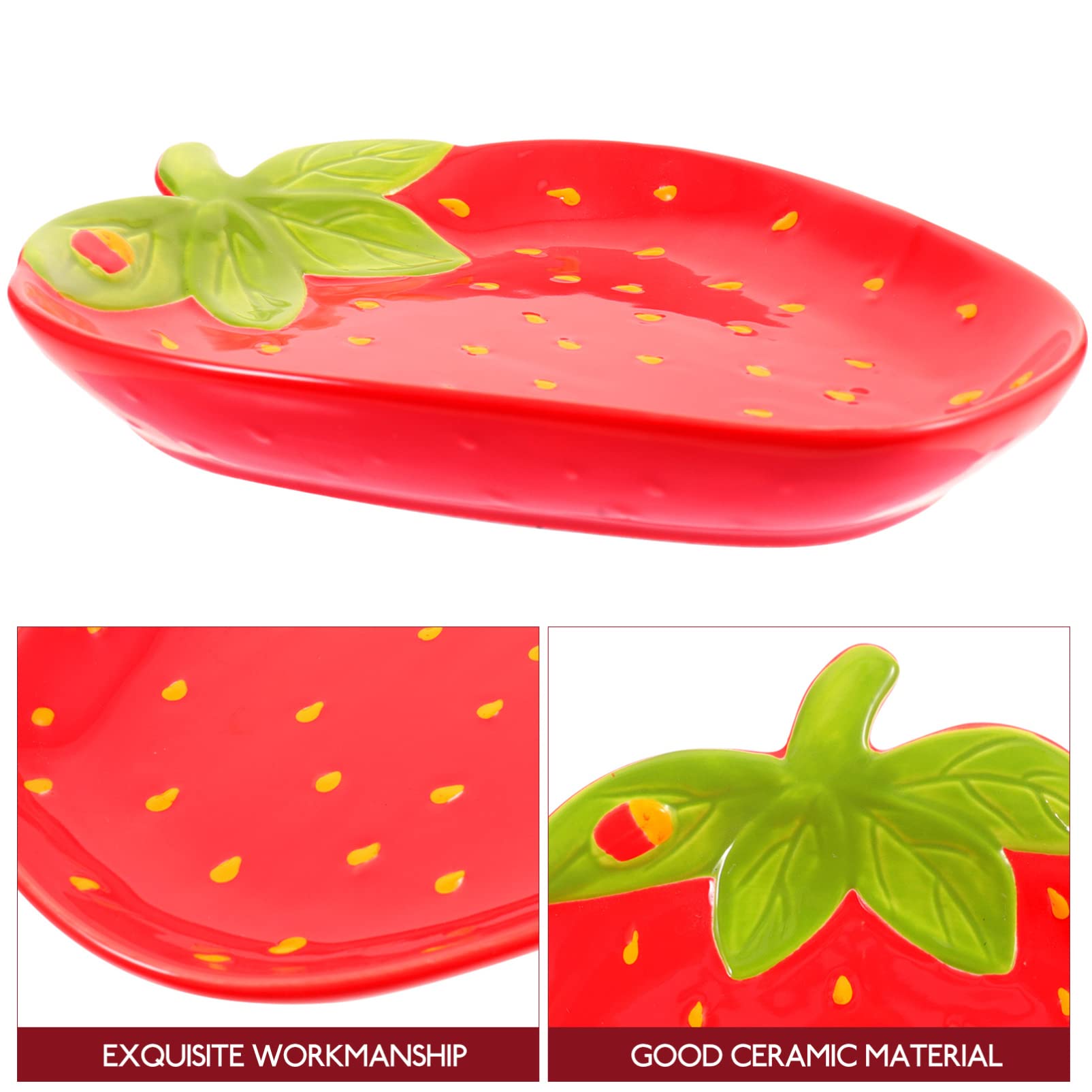 SHERCHPRY Cereal Bowl Ceramics Dishes Strawberry Bowl Serving Plates Fruit Shape Dish Dessert Plates Appetizer Tray Dinnerware for Dip Sauce Nuts Candy Fruits Snacks Mixing Bowl