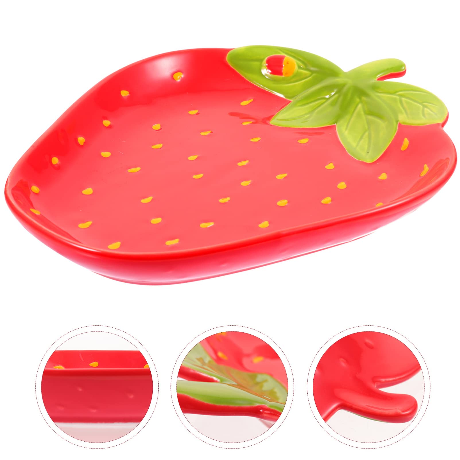 SHERCHPRY Cereal Bowl Ceramics Dishes Strawberry Bowl Serving Plates Fruit Shape Dish Dessert Plates Appetizer Tray Dinnerware for Dip Sauce Nuts Candy Fruits Snacks Mixing Bowl