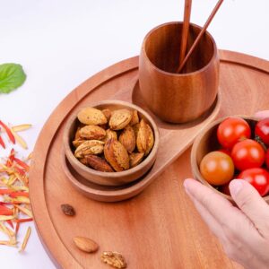 VieWood Small Wooden Bowl Set, Wood Bowls for Condiments, Dip Sauce, Nuts, Ketchup, Jam, Herb, Prep (Round-high 1.57")