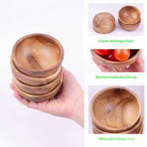 VieWood Small Wooden Bowl Set, Wood Bowls for Condiments, Dip Sauce, Nuts, Ketchup, Jam, Herb, Prep (Round-high 1.57")