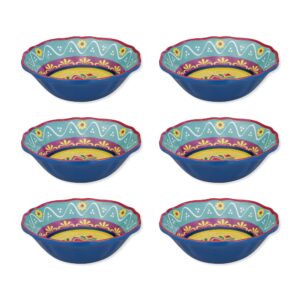 upware melamine dinner bowl set of 6, bpa-free dishwasher safe round bowls, dinnerware kitchen bowls for pasta, rice, soup, and salad, 7 inch bowls (fiesta floral)