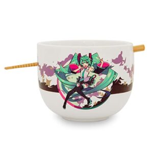 hatsune miku crypton voice 14-ounce ramen bowl with chopsticks