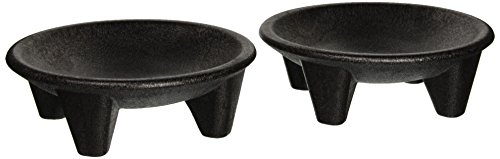 Winco Molcajete Salsa Plate Set, 12-Ounce, Medium, Black