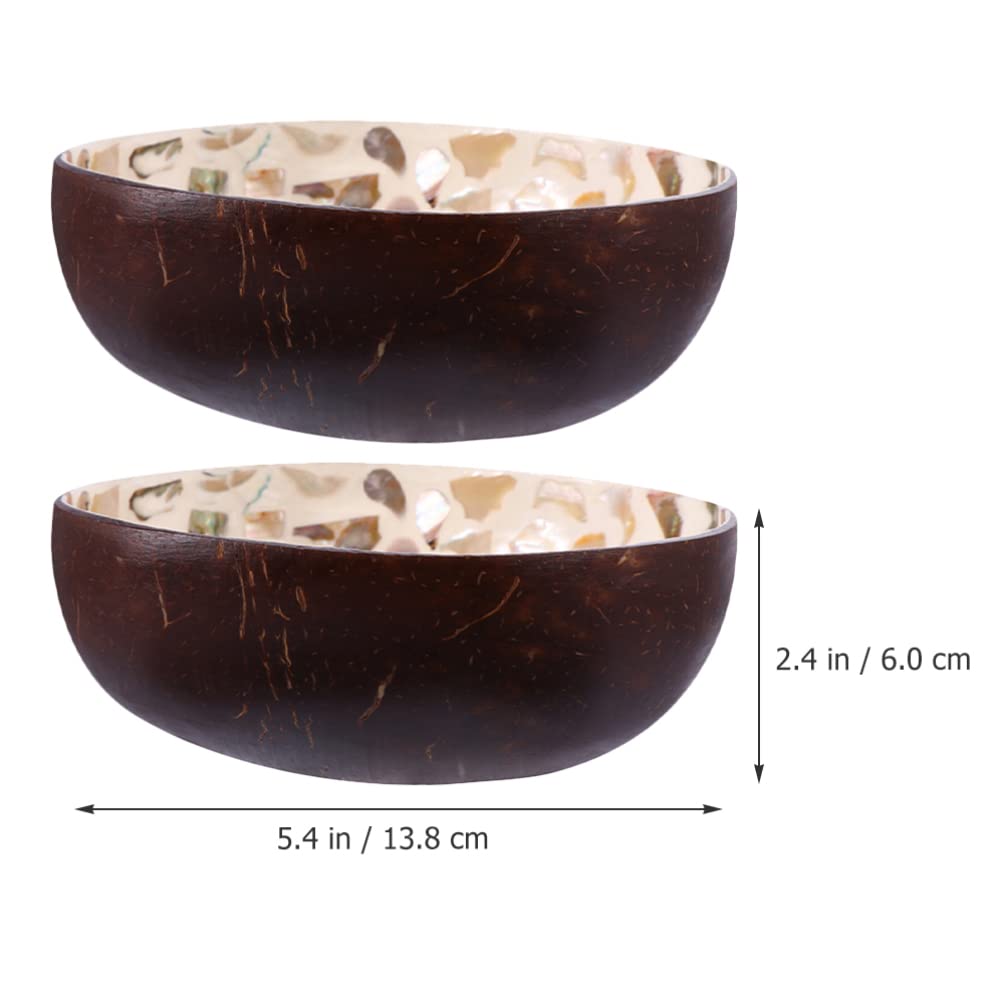 YARNOW Home Decor Bowl Set 2pcs Coconuts Bowl Natural Shell Decorative Bowl Food Serving Bowls Candy Container Nuts Holder for Summer Beach Pool Party Supplies Wooden Bowls Wooden Bowls