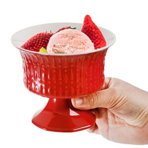 TOPZEA 4 Pack Ceramic Ice Cream Bowls, 10 oz Cute Ice Cream Sundae Cups Mini Parfait Trifle Cup, Footed Dessert Serving Tasting Bowl Dish for Yogurt, Soup, Fruit Salad, Pudding, 4 Colors