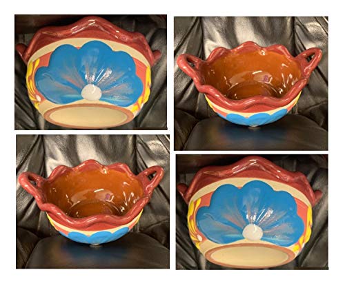 2-Made in Mexico Grande Liso Plato Hondo Para Menudo Caldo Pozole Sopa Pozolero Ceramico Cazo Casserole Dish Serving Bowl Soup Cereal Beans Rice Stew Mole Frijol Carnitas 5" Mexicana