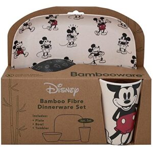 mickey & minnie bamboo 3pc dinner set - plate, bowl, tumbler!