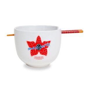 stranger things demogorgon hunting crew 20-ounce ramen bowl and chopstick set