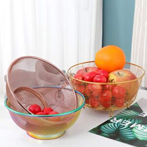 QIBOORUN Fruit Basket Bowl Stainless Steel Fruit Storage Basket Wire Bowl for kitchen with Bread Vegetables , Sleek Design With Sturdy Steel Construction -Rainbow