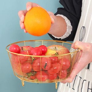 QIBOORUN Fruit Basket Bowl Stainless Steel Fruit Storage Basket Wire Bowl for kitchen with Bread Vegetables , Sleek Design With Sturdy Steel Construction -Rainbow