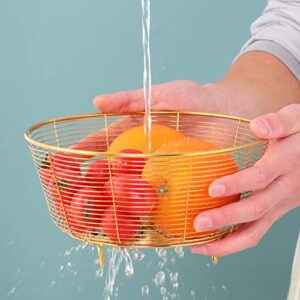 QIBOORUN Fruit Basket Bowl Stainless Steel Fruit Storage Basket Wire Bowl for kitchen with Bread Vegetables , Sleek Design With Sturdy Steel Construction -Rainbow