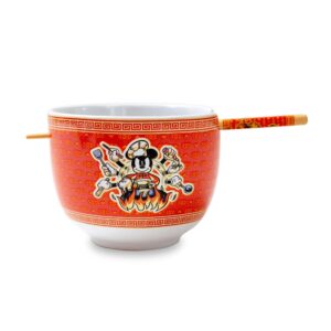 disney mickey mouse wild wok 20-ounce ramen bowl and chopstick set