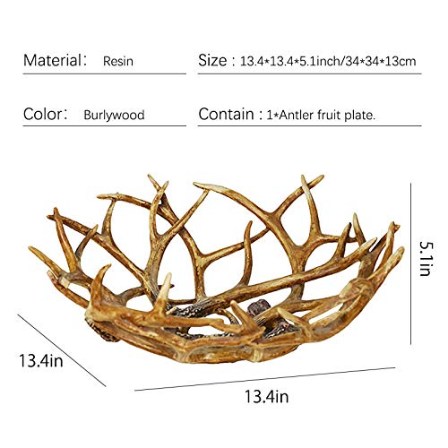 MOCOHANA® Deer Antlers Fruit Basket Bowl Fruit Holder Stand Vegetables Basket Serving Basket Kitchen Storage Rack Display Container Decorative Gift Tray Snack Display Stand Home Decor