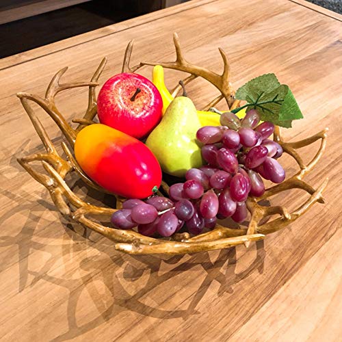 MOCOHANA® Deer Antlers Fruit Basket Bowl Fruit Holder Stand Vegetables Basket Serving Basket Kitchen Storage Rack Display Container Decorative Gift Tray Snack Display Stand Home Decor