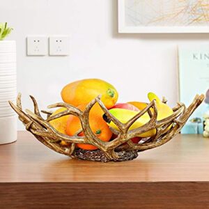 MOCOHANA® Deer Antlers Fruit Basket Bowl Fruit Holder Stand Vegetables Basket Serving Basket Kitchen Storage Rack Display Container Decorative Gift Tray Snack Display Stand Home Decor