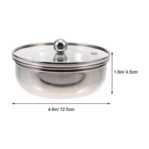 Cabilock Stainless Steel Bowl with Glass Cover Lid Insulated Large Capacity Steamed Rice Bowl Soup Bowl Mixing Bowl for Salad Noodles Pasta Milk Can