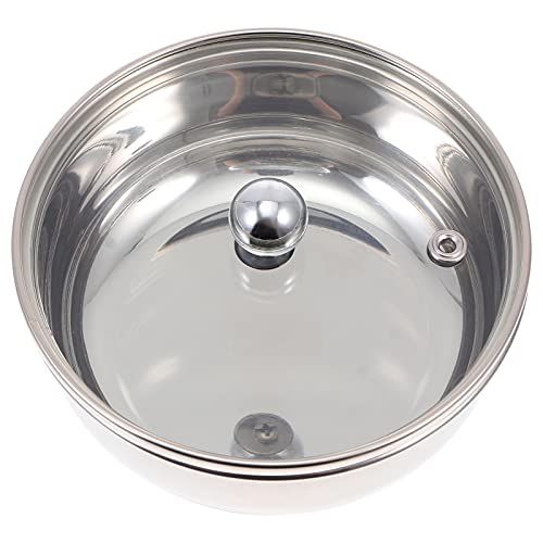 Cabilock Stainless Steel Bowl with Glass Cover Lid Insulated Large Capacity Steamed Rice Bowl Soup Bowl Mixing Bowl for Salad Noodles Pasta Milk Can