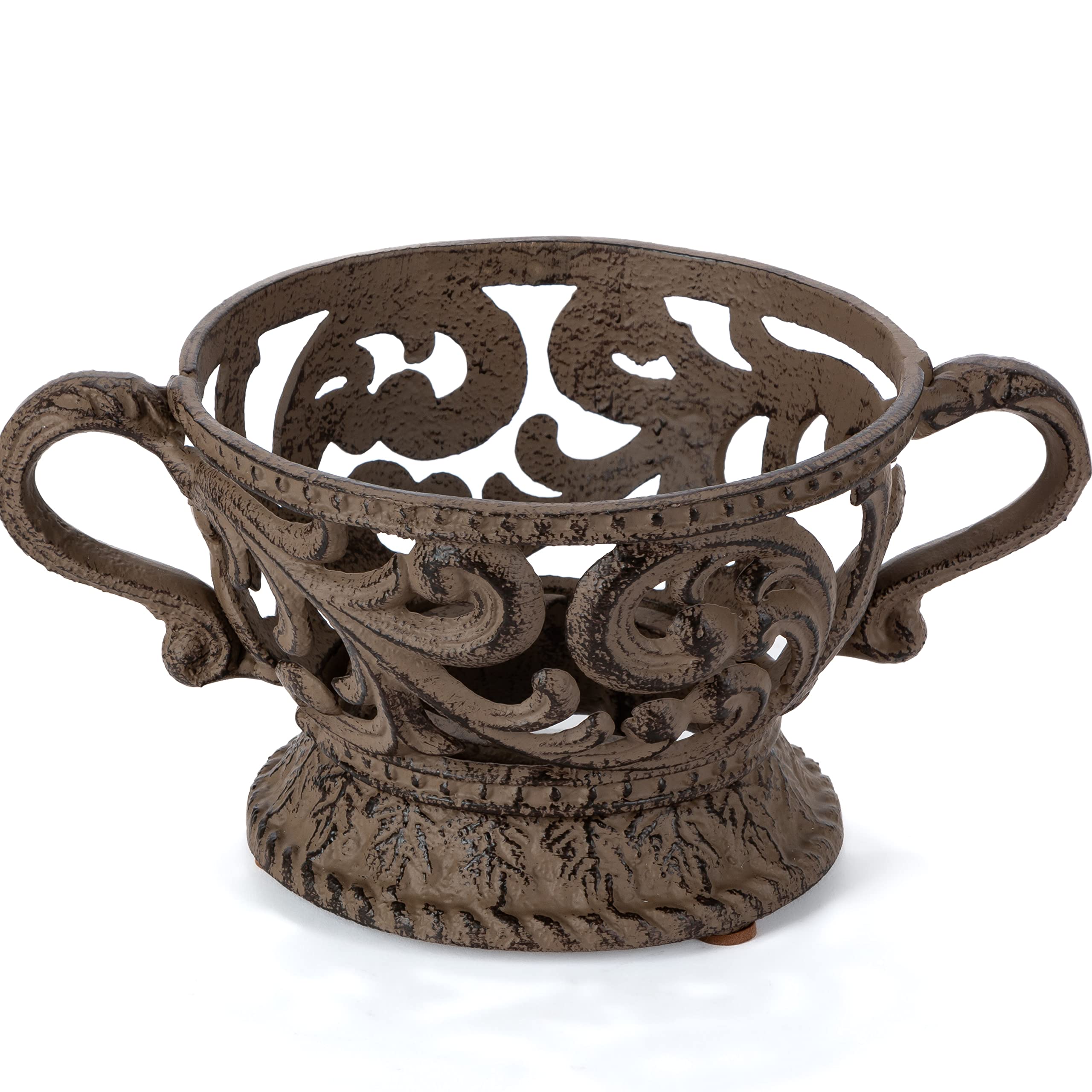 GG Collection Cream Ceramic Bowl and Lid with Detailed Ornate Acanthus Leaf Motif Base