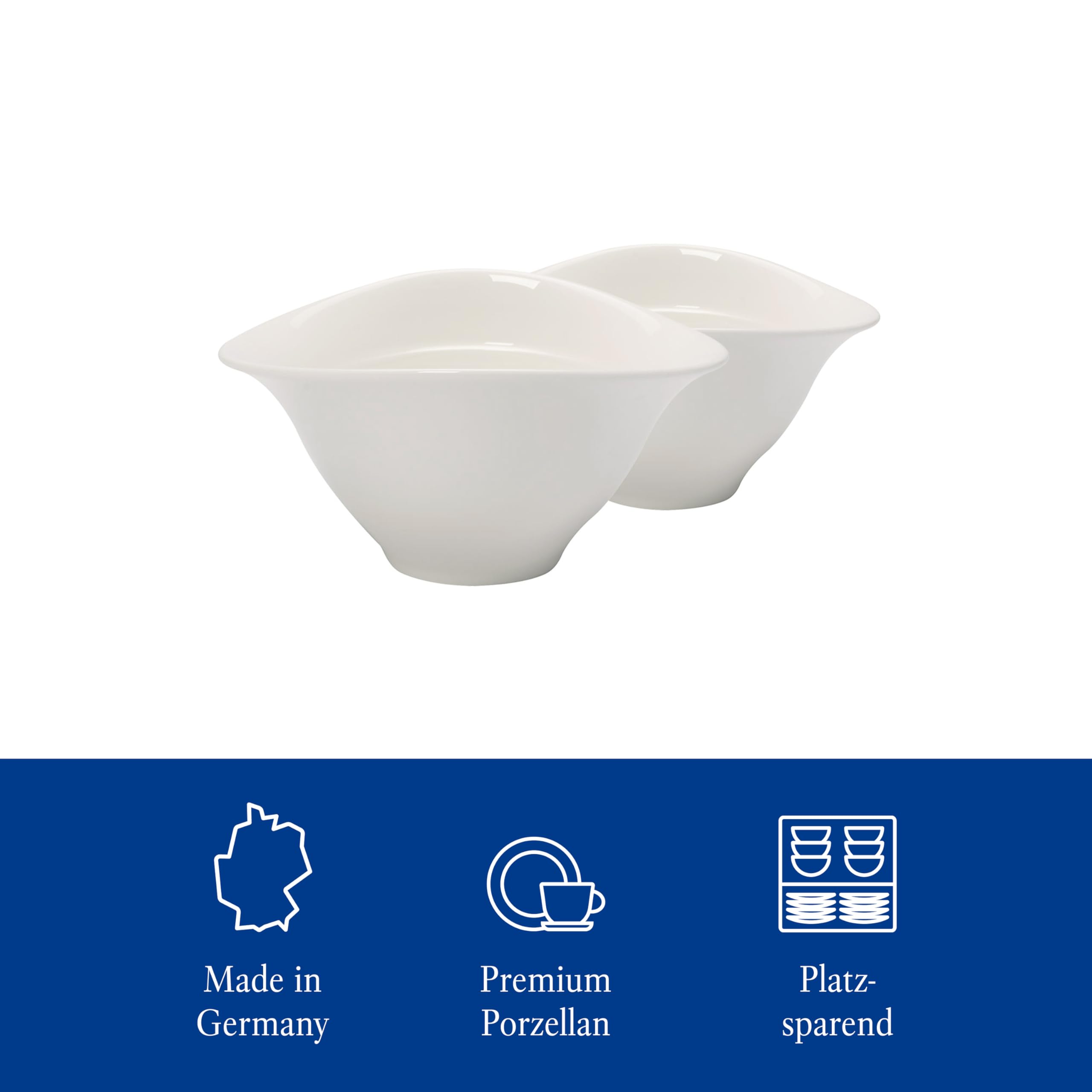 Villeroy & Boch Vapiano Soup Bowl Set, 2 Pieces, Premium Porcelain, White