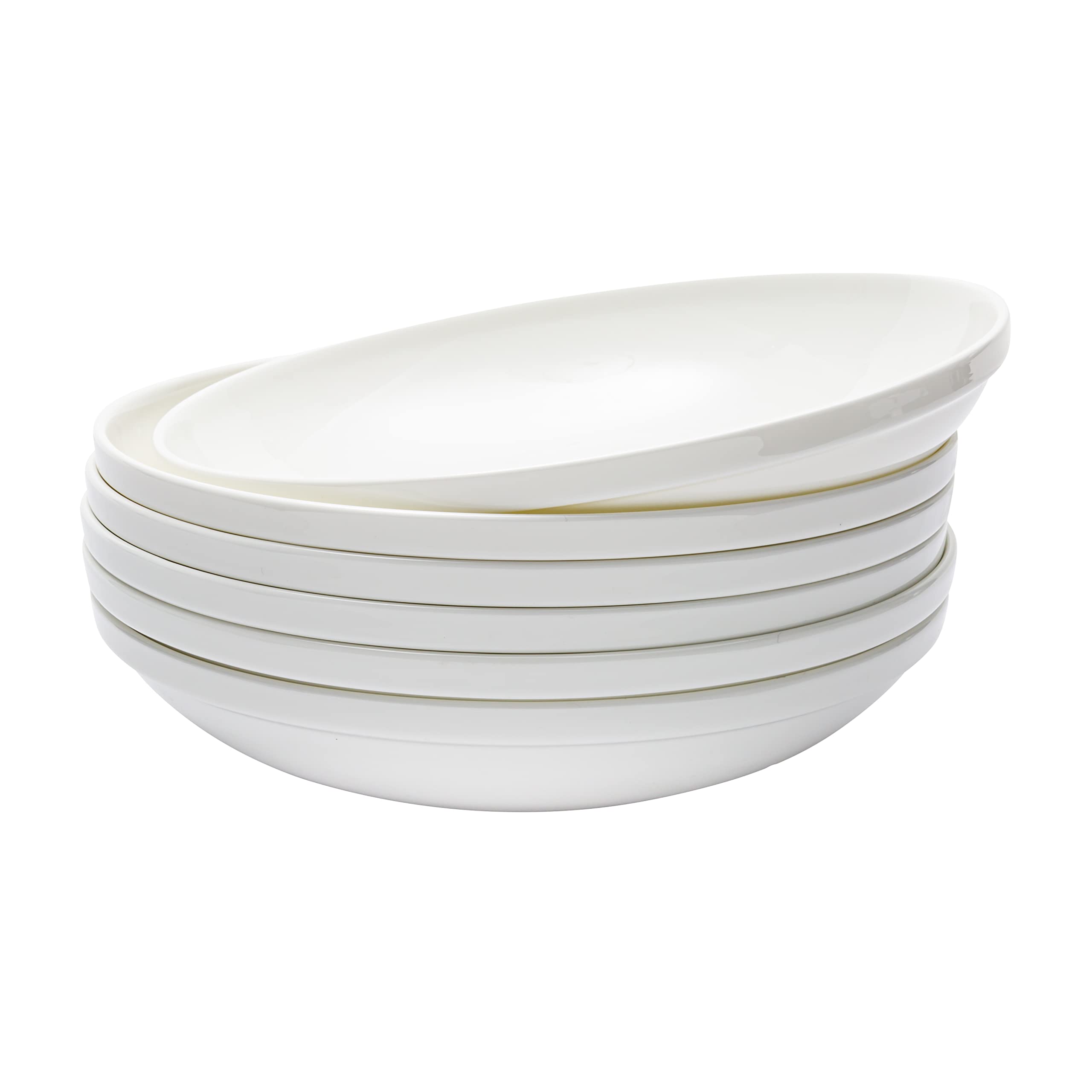 Vikko Pasta Bowls, 8.5 Inch Salad Bowls, White Soup Bowls, Fine Bone China Pasta Bowls, Set of 6, Microwave and Dishwasher Safe