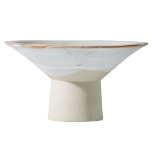 cabilock ceramic footed bowl round bowl japanese- style decorative fruit bowl holder dessert display stand serving tray for kitchen counter centerpiece table decor (6.6x3.7 inch)