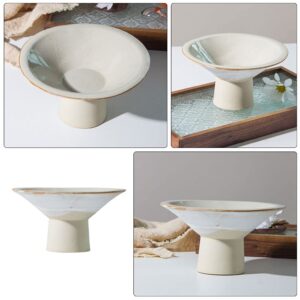 Cabilock Ceramic Footed Bowl Round Bowl Japanese- style Decorative Fruit Bowl Holder Dessert Display Stand Serving Tray for Kitchen Counter Centerpiece Table Decor (6.6x3.7 inch)