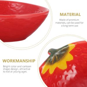 SEWACC Strawberry Shaped Ceramic Bowl Fruit Shape Eating Bowl Small Serving Bowl Ceramic Cereal Bowls Dessert Bowls 1pc for Home Kitchen Tableware Decorative Bowl