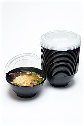 BUHAYA 25 Meal Prep Containers 36oz | Noodle Bowl, Food Storage, Stackable, Reusable Food Storage Containers with Lids | Microwave, Dishwasher, Freezer Safe | Catering, Takeout Food Containers