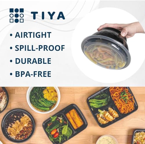 BUHAYA 25 Meal Prep Containers 36oz | Noodle Bowl, Food Storage, Stackable, Reusable Food Storage Containers with Lids | Microwave, Dishwasher, Freezer Safe | Catering, Takeout Food Containers