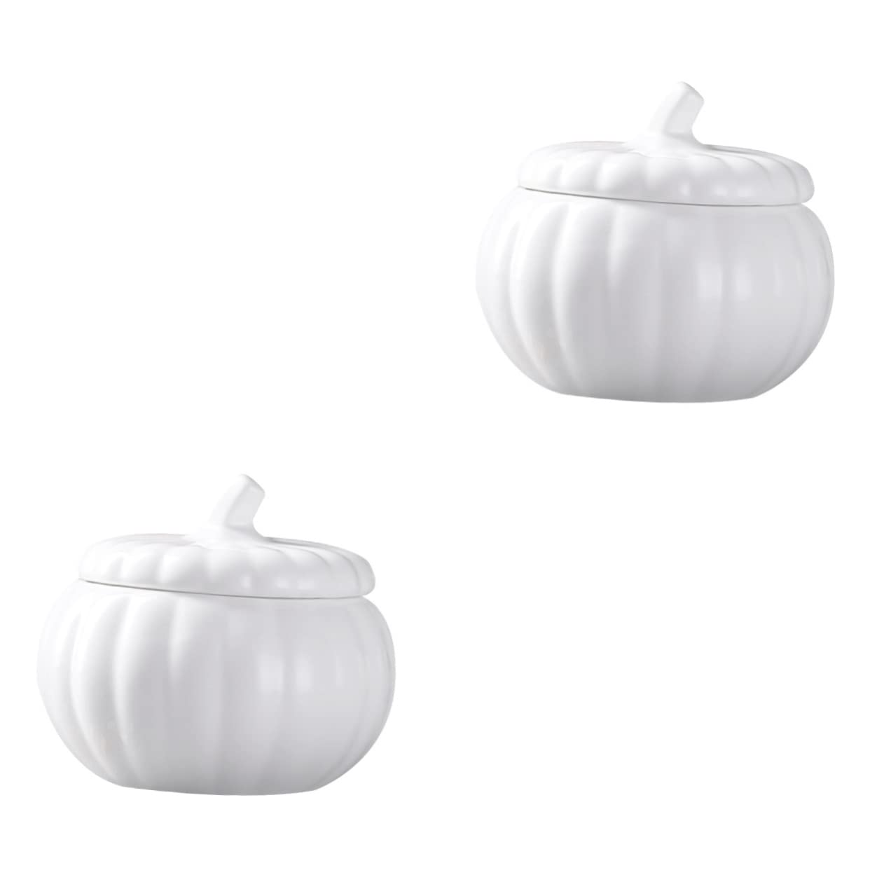 Luxshiny 2 pcs for Dessert Kitchen Design Microwave Dishwasher Porcelain Lids Elegant Shape Small Trinket Salad Dishes Tableware Sugar White Storage Pumpkin Fashion Ceramics and Noddle