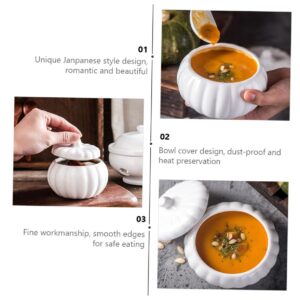 Luxshiny 2 pcs for Dessert Kitchen Design Microwave Dishwasher Porcelain Lids Elegant Shape Small Trinket Salad Dishes Tableware Sugar White Storage Pumpkin Fashion Ceramics and Noddle