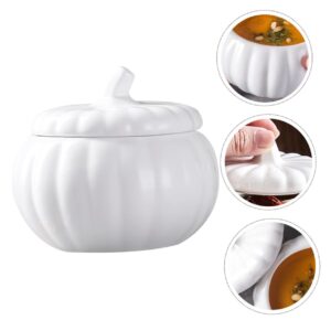 Luxshiny 2 pcs for Dessert Kitchen Design Microwave Dishwasher Porcelain Lids Elegant Shape Small Trinket Salad Dishes Tableware Sugar White Storage Pumpkin Fashion Ceramics and Noddle