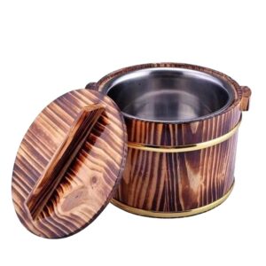 doitool sushi rice cooling bowl wooden rice bucket wooden rice barrel hangiri sushi oke rice mixing tub sushi rice warmer for home restaurant rice sushi bowl, 16x11cm