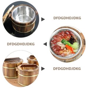 DOITOOL Sushi Rice Cooling Bowl Wooden Rice Bucket Wooden Rice Barrel Hangiri Sushi Oke Rice Mixing Tub Sushi Rice Warmer for Home Restaurant Rice Sushi Bowl, 16X11CM