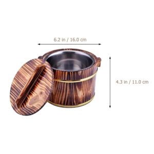 DOITOOL Sushi Rice Cooling Bowl Wooden Rice Bucket Wooden Rice Barrel Hangiri Sushi Oke Rice Mixing Tub Sushi Rice Warmer for Home Restaurant Rice Sushi Bowl, 16X11CM