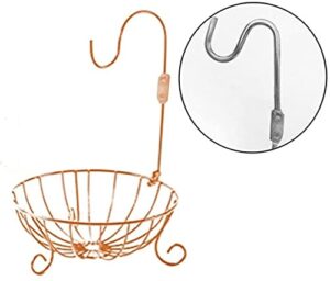 bahoki essentials fruit tree bowl with foldable banana hanger, wire storage basket (copper/rose gold)