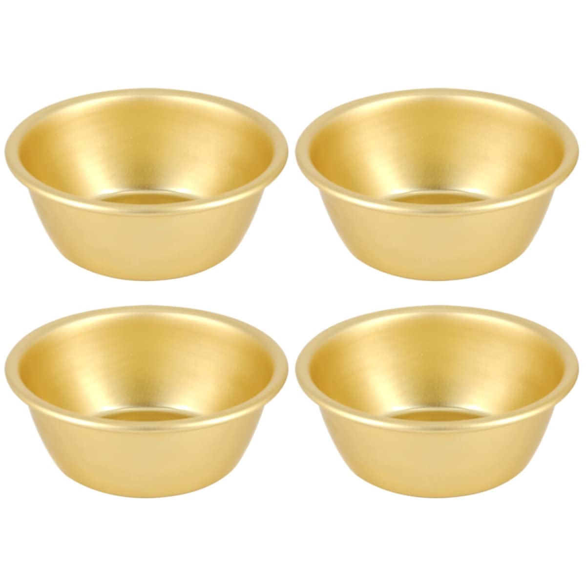 Yardwe 4Pcs Korean Traditional Makgeolli Bowls Round Rice Wine Bowls Mini Aluminum Soup Dishes for Home Kitchen Golden