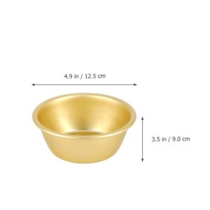 Yardwe 4Pcs Korean Traditional Makgeolli Bowls Round Rice Wine Bowls Mini Aluminum Soup Dishes for Home Kitchen Golden