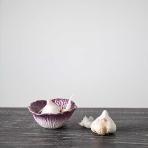 Creative Co-Op Hand-painted Set of Cabbage Shaped Stoneware Bowls, Set of 2,Orange & Purple