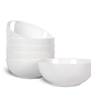 HARMAN & CO Soup Cereal Salad Bowl, Small 5.5” (20oz), Microwave & Dishwasher Safe, Frost White (Set of 6 Bowls)