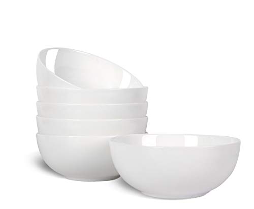 HARMAN & CO Soup Cereal Salad Bowl, Small 5.5” (20oz), Microwave & Dishwasher Safe, Frost White (Set of 6 Bowls)