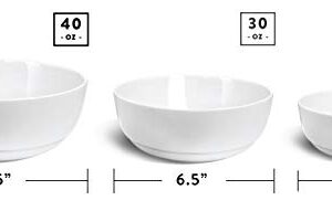 HARMAN & CO Soup Cereal Salad Bowl, Small 5.5” (20oz), Microwave & Dishwasher Safe, Frost White (Set of 6 Bowls)