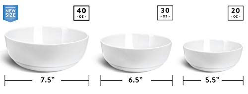 HARMAN & CO Soup Cereal Salad Bowl, Small 5.5” (20oz), Microwave & Dishwasher Safe, Frost White (Set of 6 Bowls)