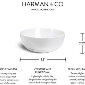 HARMAN & CO Soup Cereal Salad Bowl, Small 5.5” (20oz), Microwave & Dishwasher Safe, Frost White (Set of 6 Bowls)